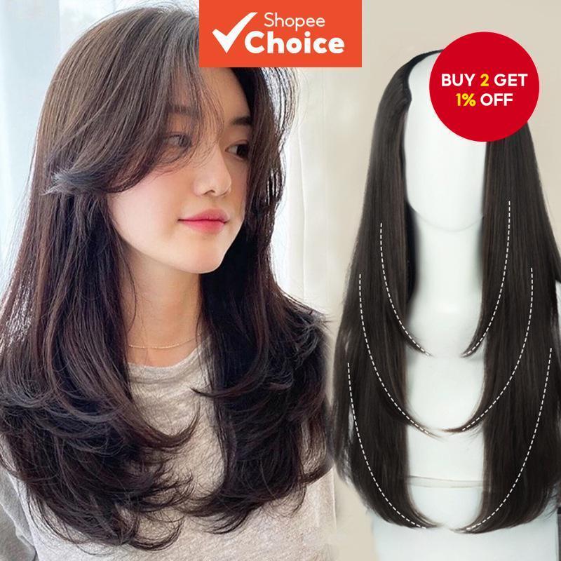 55CM V-Shaped Hair Extension - 5-Clips Straight Synthetic Hairpiece For ...