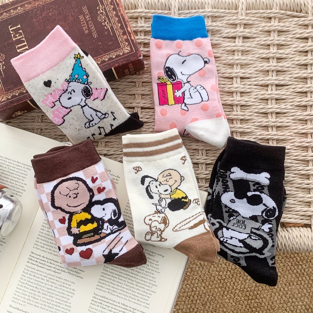 Snoopy Cartoon Socks Women Cotton Socks Anime Cartoon Socks | Shopee ...