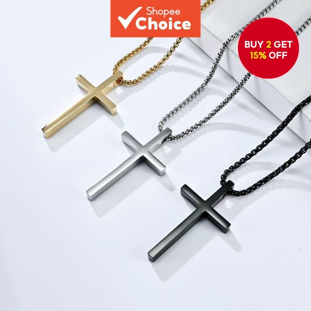 Titanium Steel Cross Pendant Necklace Unisex Daily Wear Simple Fashion ...