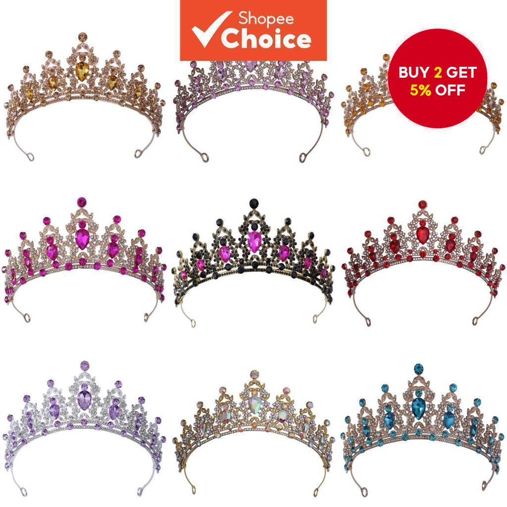 Baroque Bridal Crown with Rhinestones Alloy Headpiece for Birthday ...