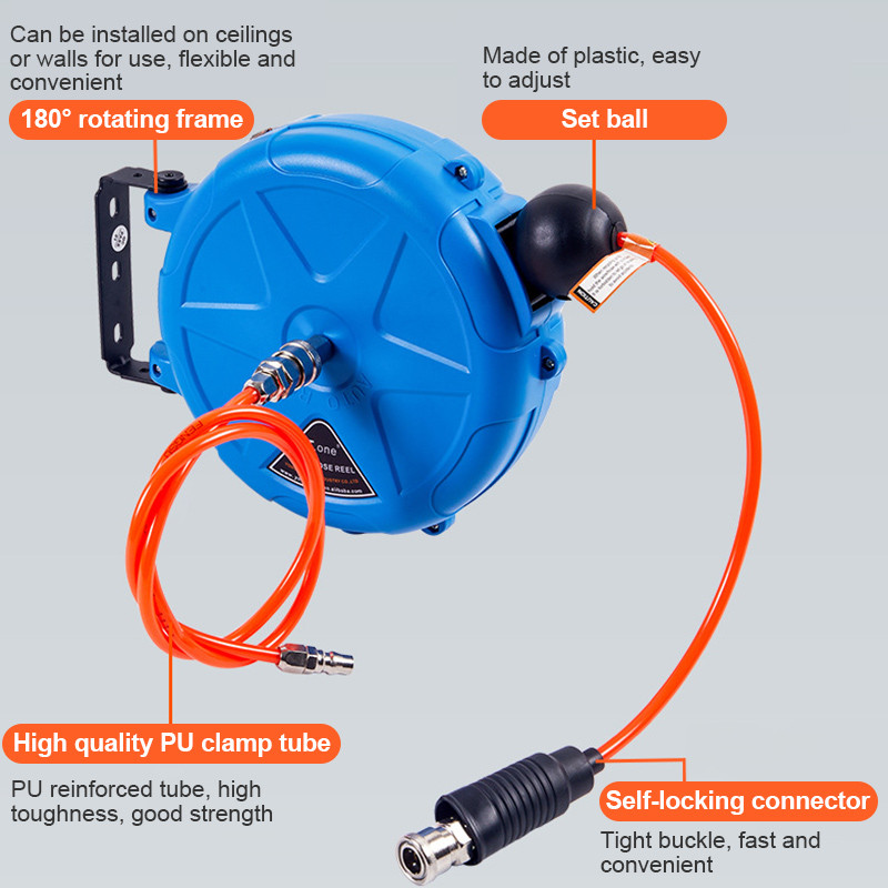 10/15M Retractable Wall Mount Auto Rewind Air Hose Reel Compressor Hose ...
