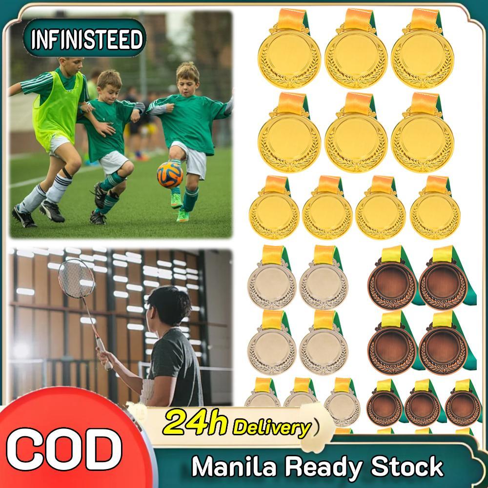 10Pcs Gold/Silver/Bronze Medal Award Medals with Neck Ribbon Sports ...