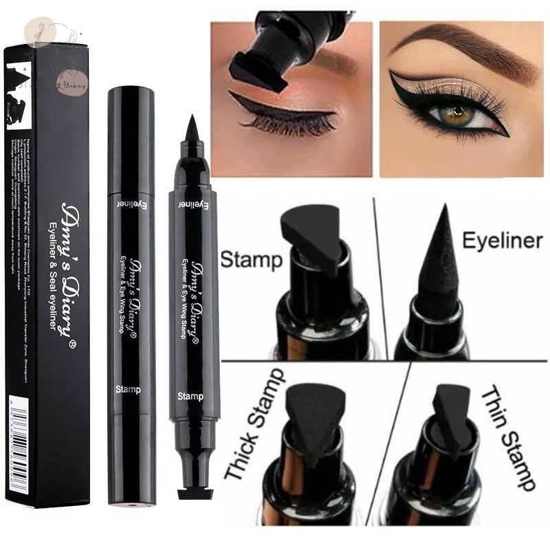 2 In 1 Seal Stamp Eyeliner Pen Double Head Fast Dry Waterproof Black ...