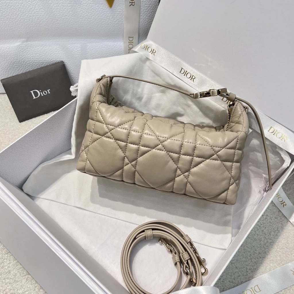 Dior Travel Big Diamond Lunch Box hobo Underarm Handbag, Calfskin ...