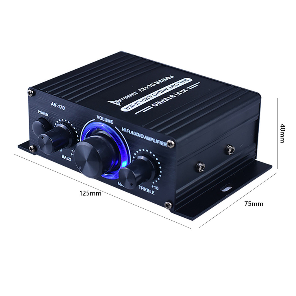 AK-170 Mini HiFi Audio Power Amplifiers 200W+200W 2-CH Dual Channel w ...