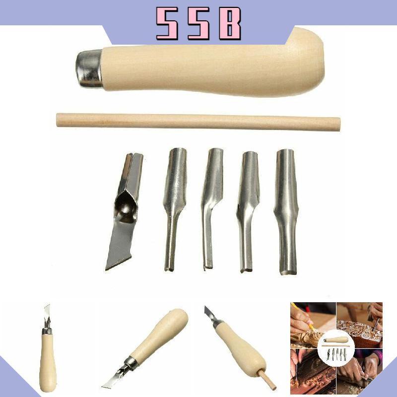 Lino Block Cutting Rubber Stamp Carving Tools with 5 Blades Bits for ...