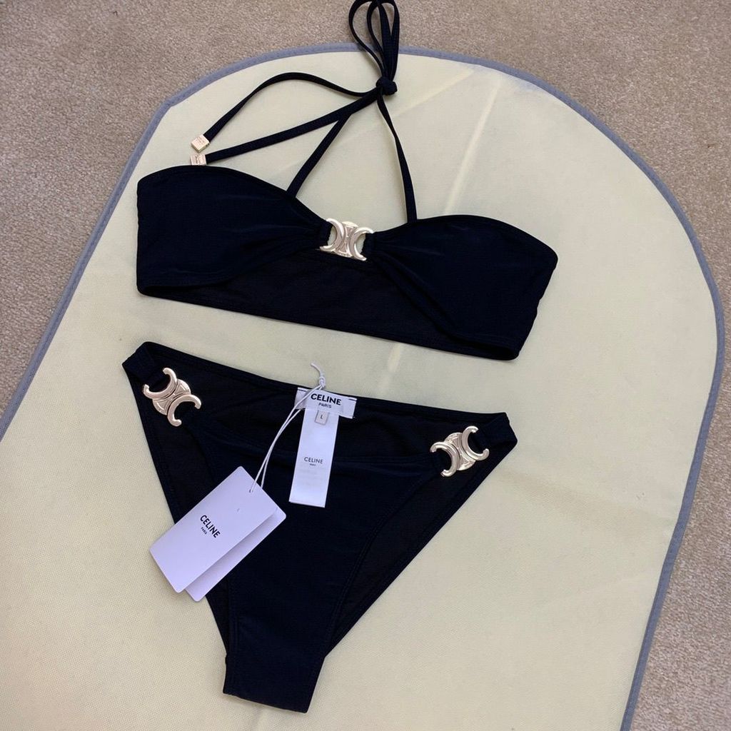 CELINE Bikini Suit Summer Solid Color Slimmer Look Three-point Swimsuit ...