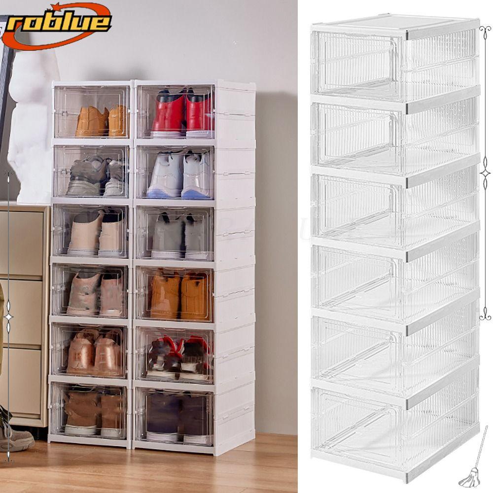 ROBLUE Shoes Box, 1/3/6 Layers Stackable Foldable Shoe Rack, Creative ...