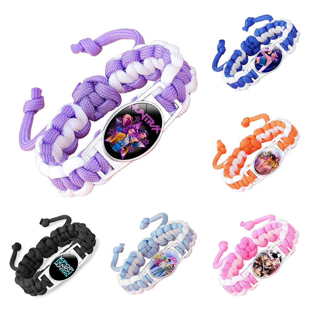 Kpop Demon Hunters Braided Bracelet Anime Peripheral Crystal Inlay ...