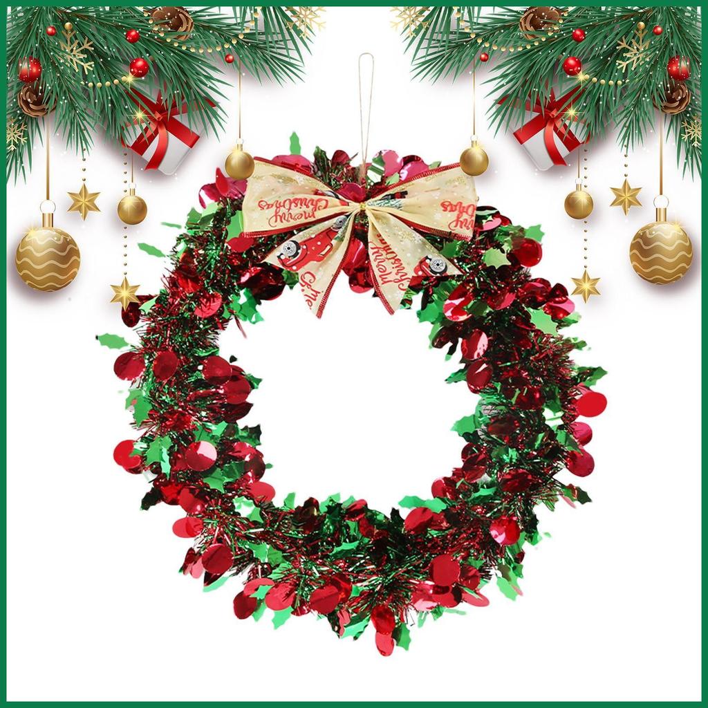 Christmas Door Wreath Red Green Strips Christmas Front Door Wreath for ...