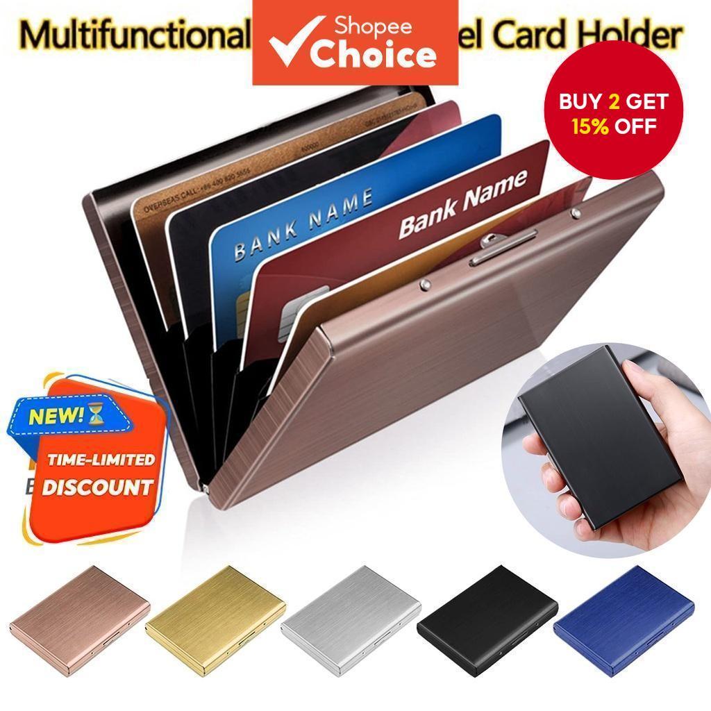 Sleek Metal Card Wallet - Stainless Steel RFID Blocker For Everyday ...