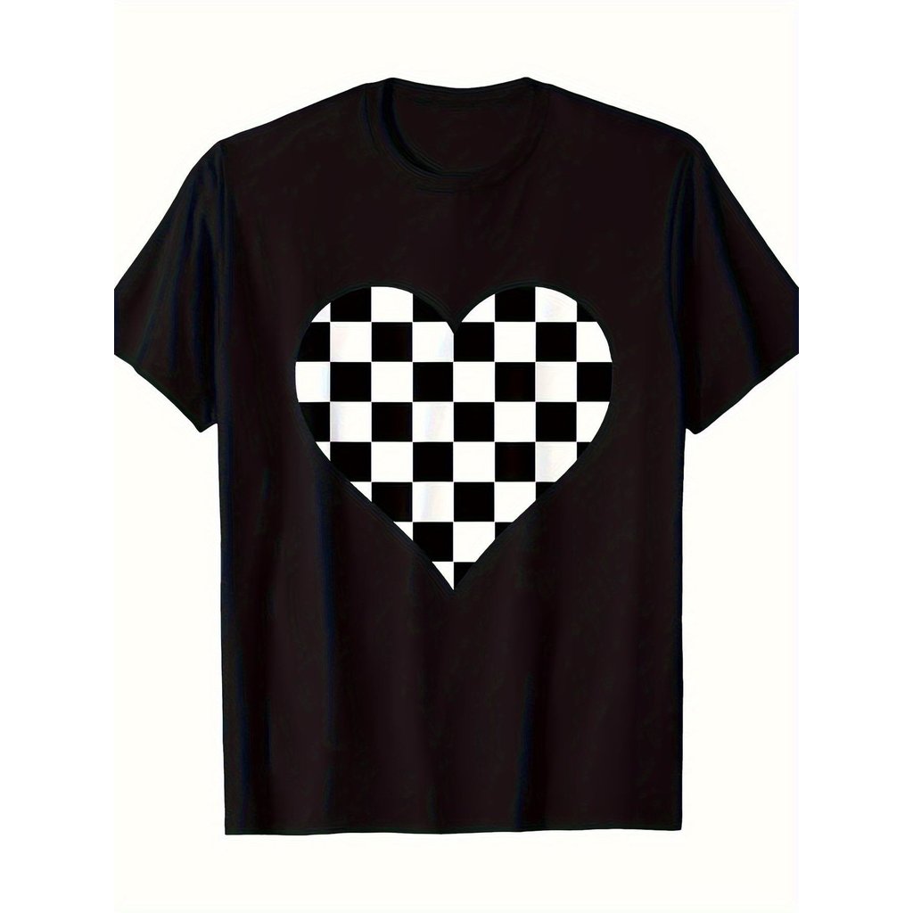 Chess Heart Board Game Love Strategists Checkmate T-Shirt Cotton T ...