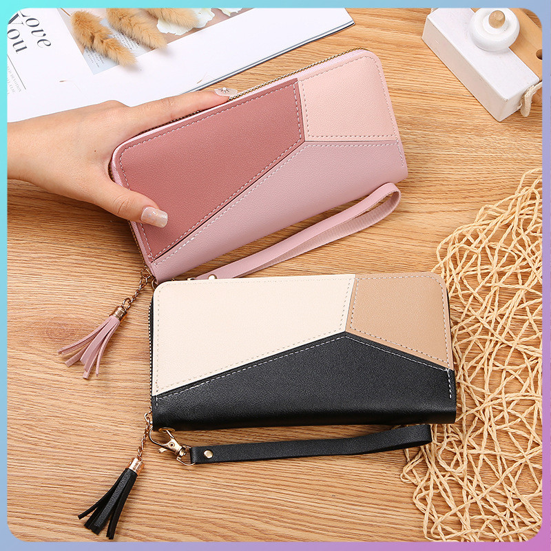 YoYo Korean fashion long wallet women's three color color matching ...