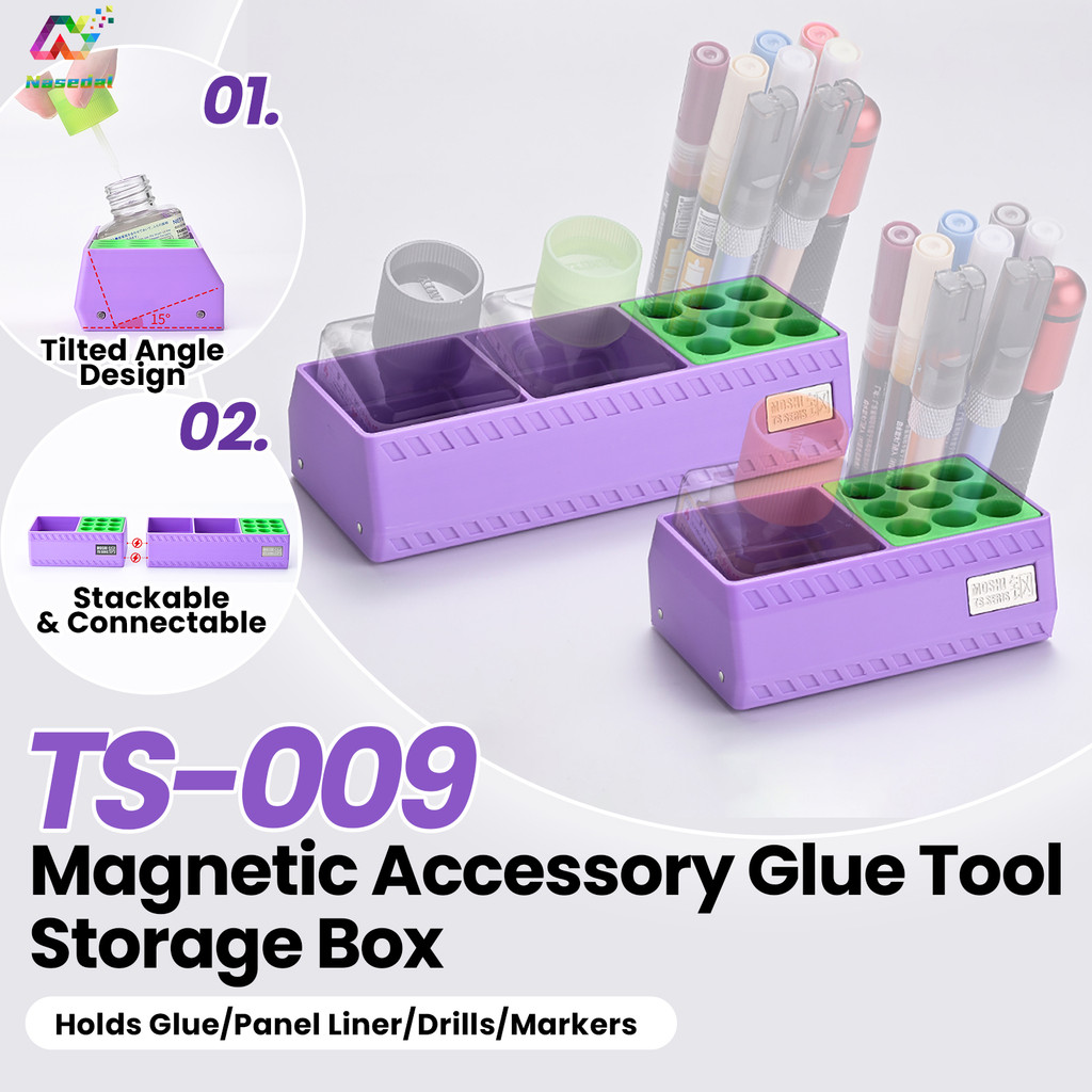 MSWZ TS-009 Magnetic Accessory Glue Tool Storage Box for Holds Glue ...