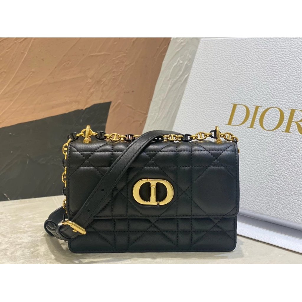 DIOR 23 New Style MISS CARO Mini Chain Bag Lambskin Rattan Check ...