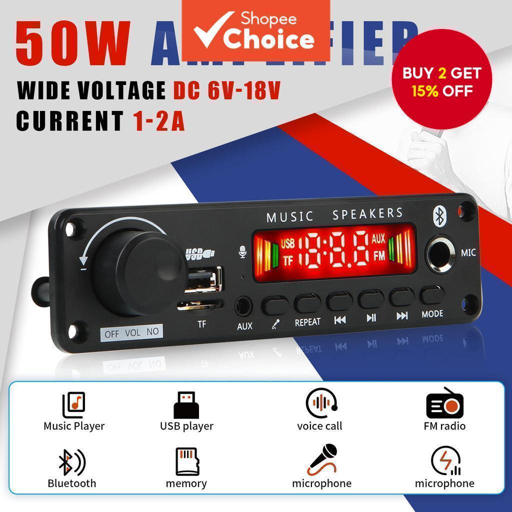 2*25W Amplifier MP3 Player Board 18V Bluetooth 5.0 Amplifier FM Radio ...