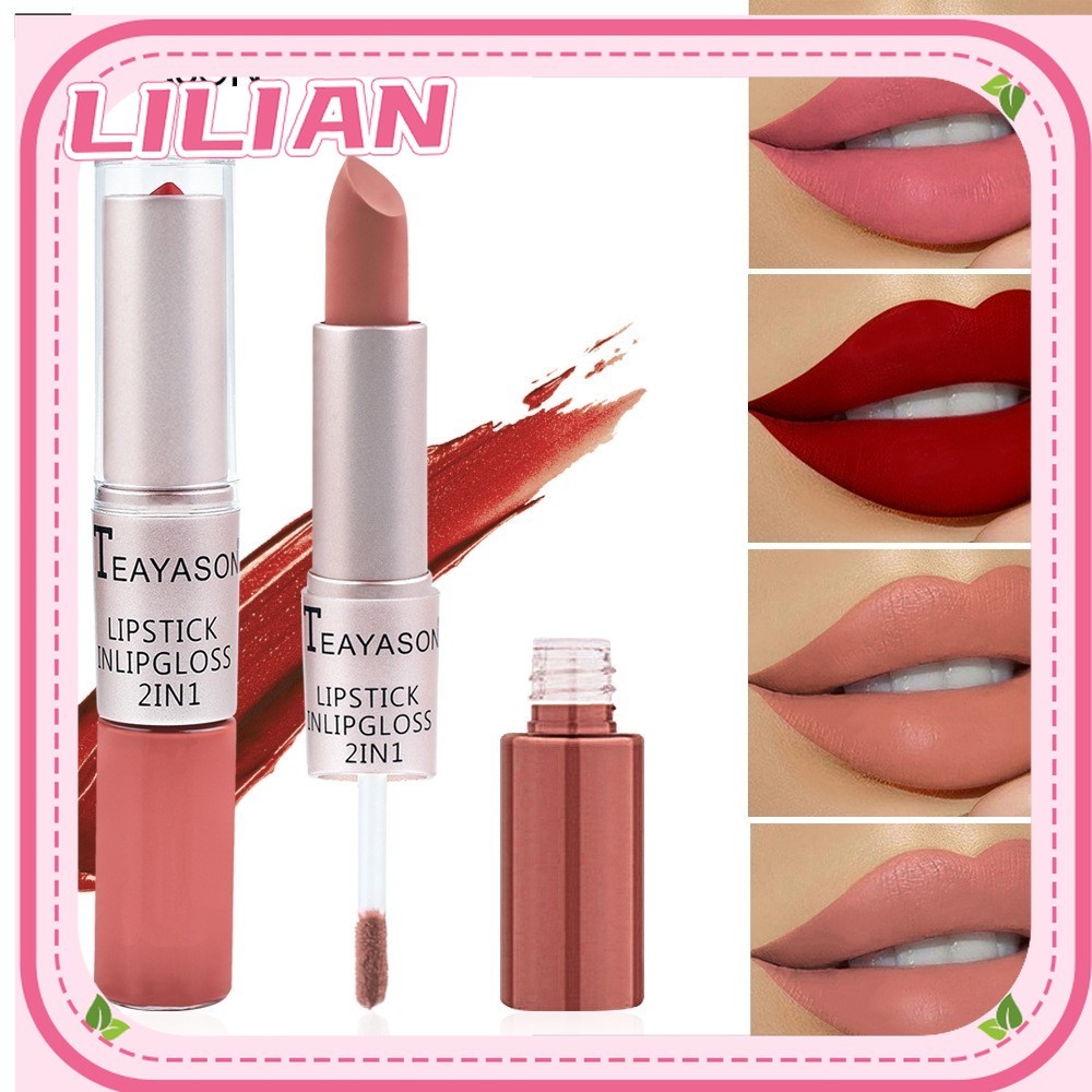 2 in 1 Double Head Matte Lipstick Liquid Set Waterproof Long Lasting ...