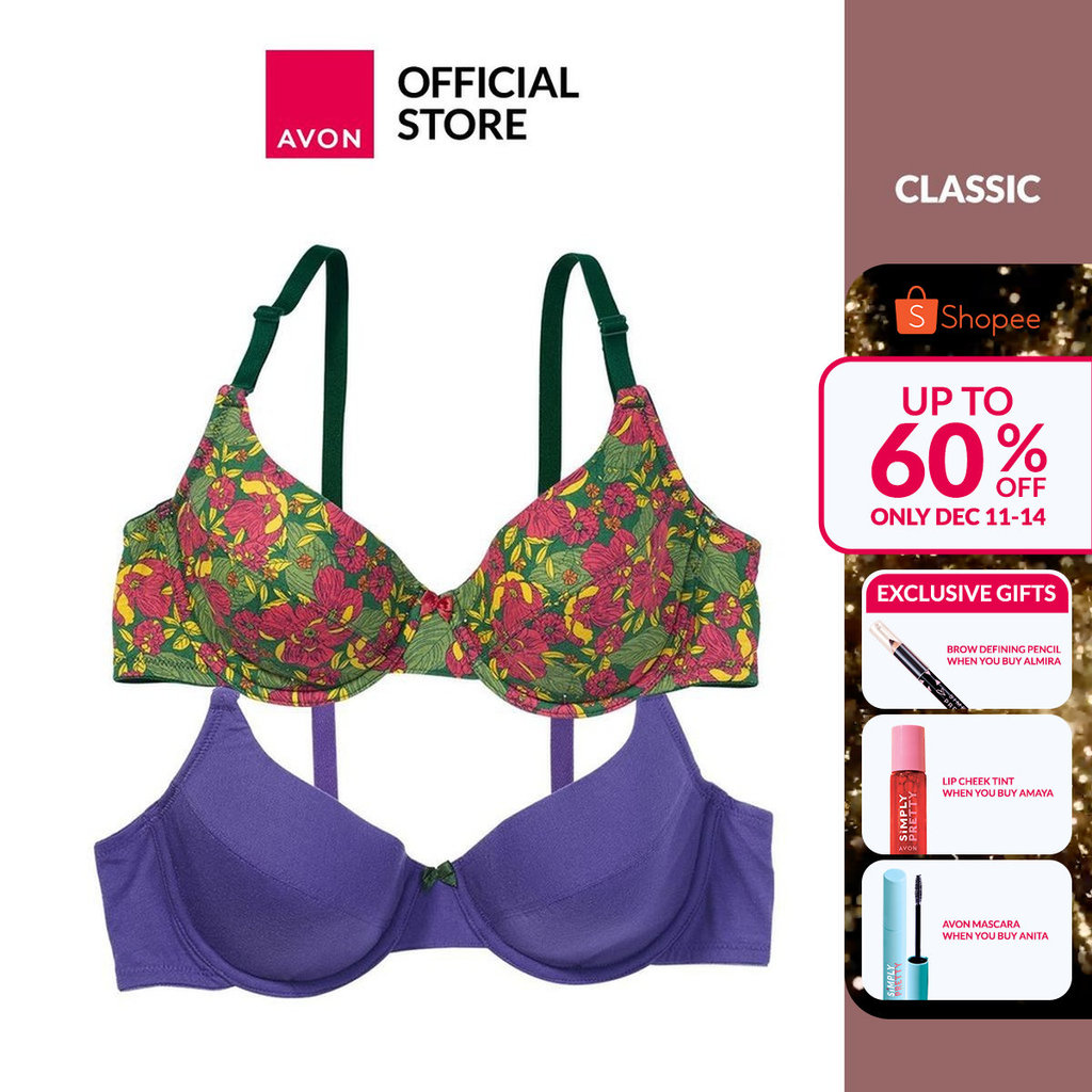 Avon Classic | Nadia Printed Bra (2 pcs Bra Set) | Women's | Shopee ...