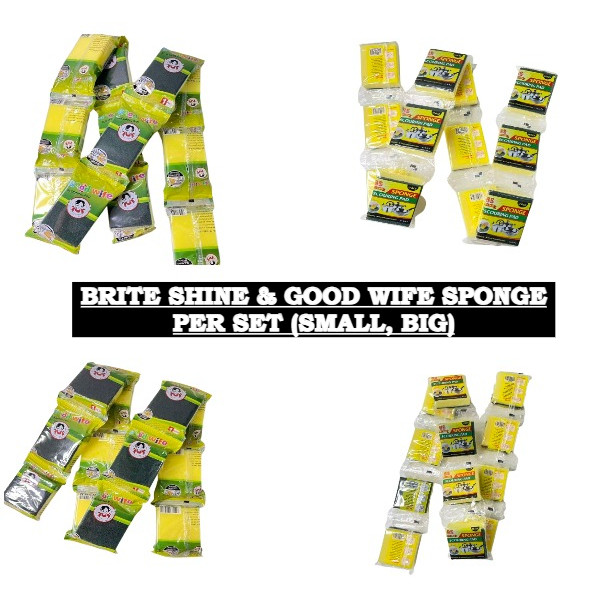 Dishwashing Sponge 12pcs BRITE SHINE & GOOD WIFE Magic Wipe Square ...