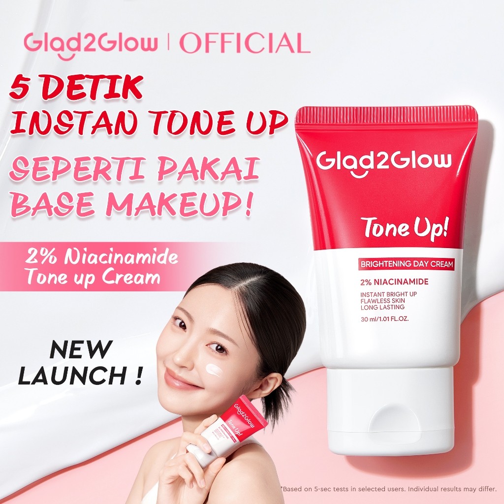 GLAD2GLOW - 2% Niacinamide Brightening Tone Up Cream DAY Cream | Shopee ...