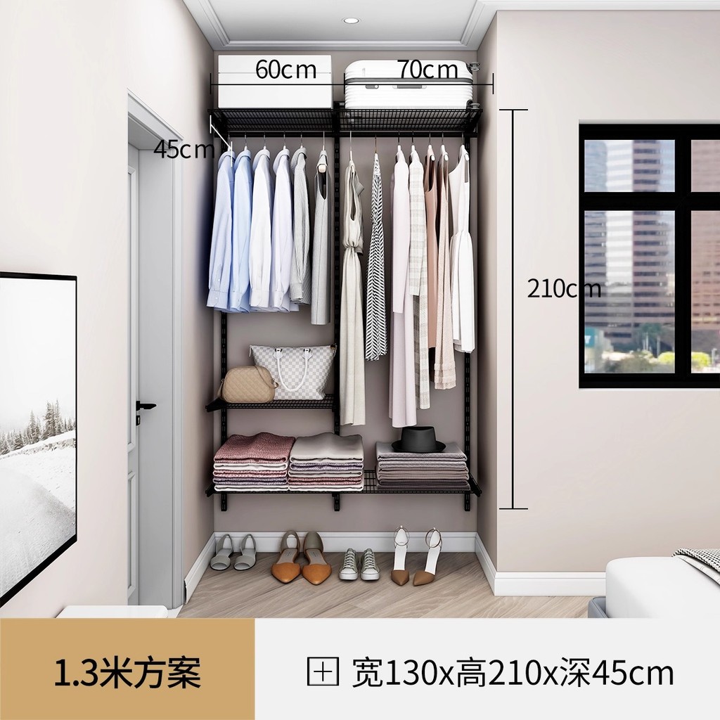 Metal Wardrobe with Sliding Doors and Pegboard, Black, Home Bedroom ...