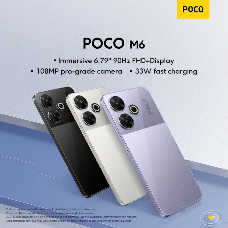 POCO M6 Powered by Xiaomi HyperOS 6+128G/8+256G Global Version With 1 ...