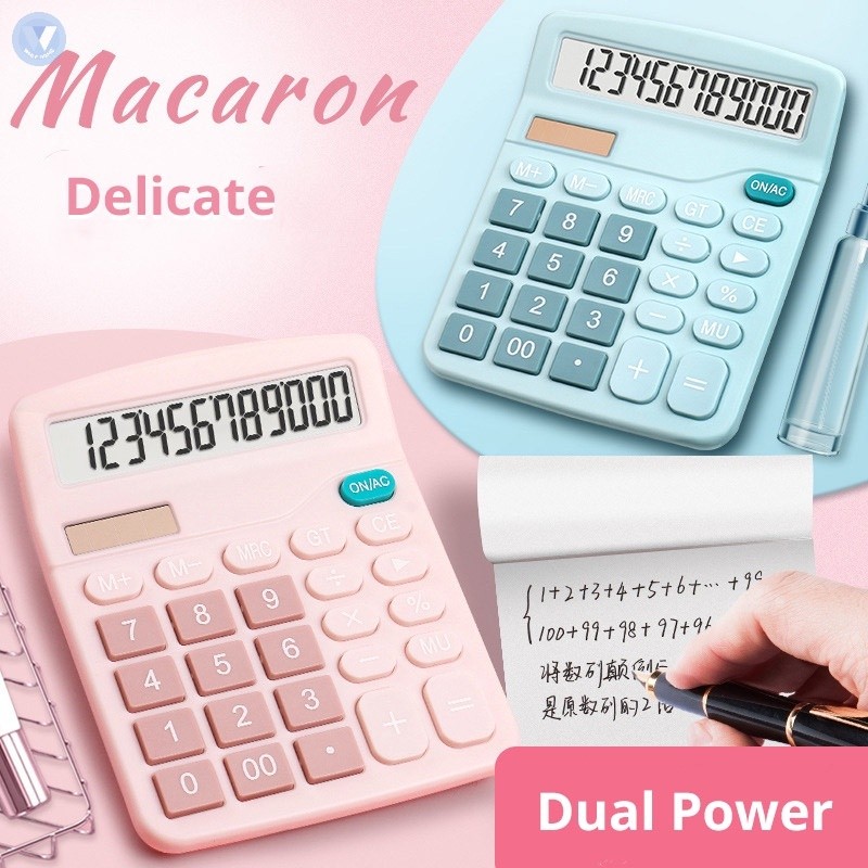 12 Digits Electronic Calculator Large Screen Desktop Calculators Mute ...