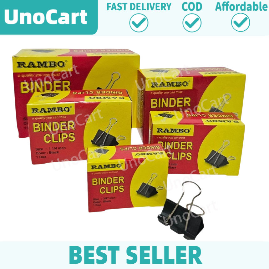 Rambo Binder Clip 12PCS Box Heavy Duty Metal Office School Supplies COD ...