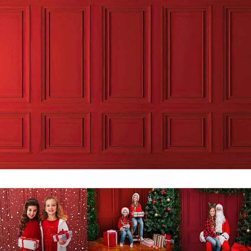 Photography Background Christmas Classy Red Wall Interior Xmas Party ...