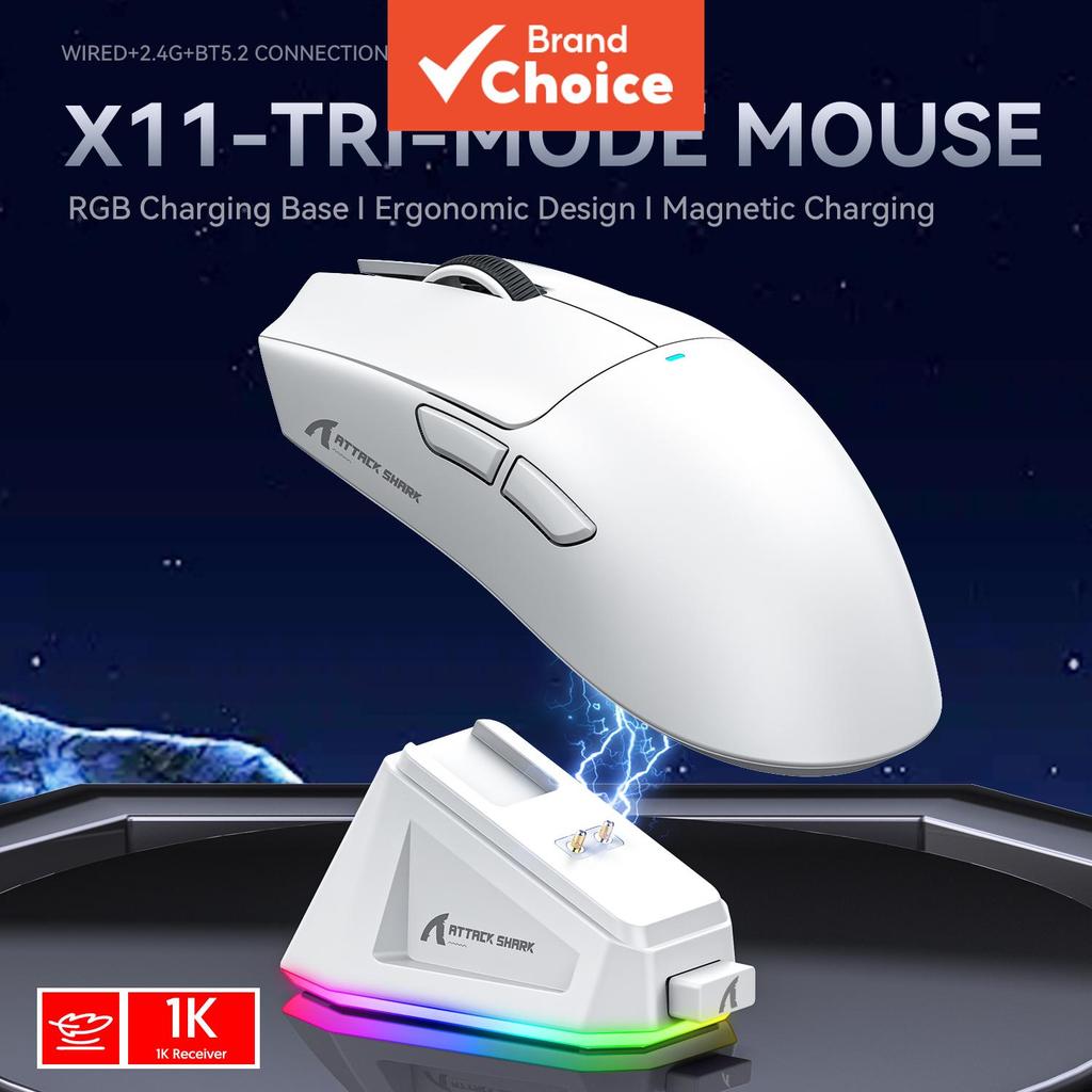 Attack Shark X11 Tri-mode Gaming Mouse PAW3311 Sensor 22000DPI Wireless ...