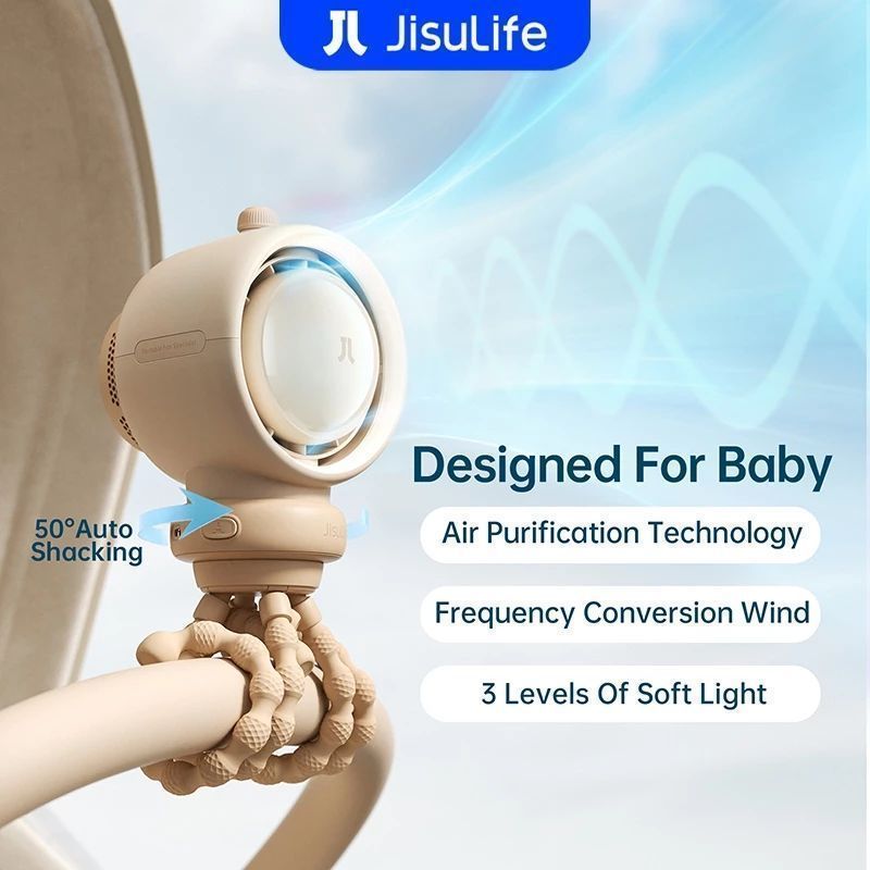 JISULIFE Stroller Fan Life2 Rechargeable Electric Clip Bladeless Turbo ...