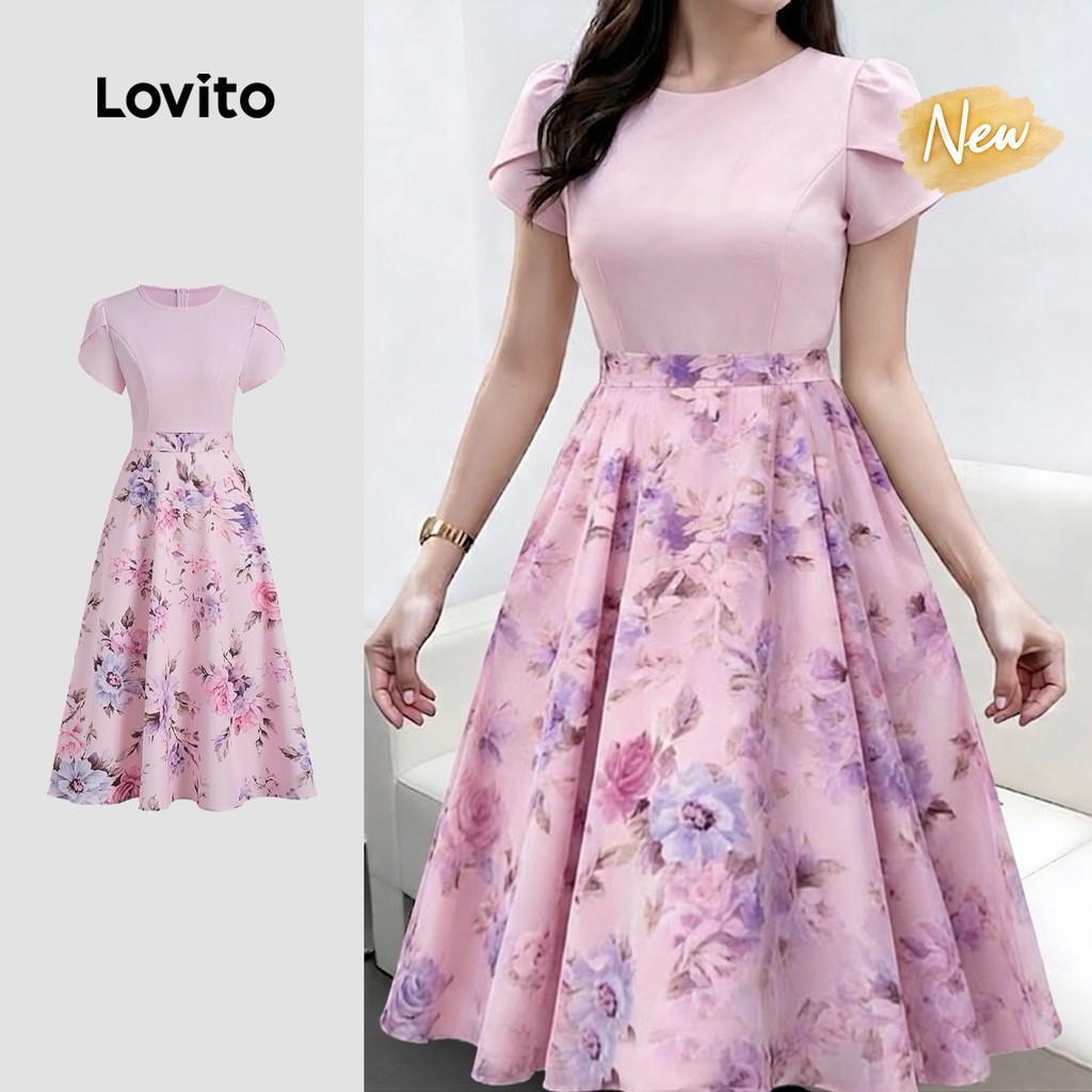(New Arrival) Lovito Women Elegant Dress Fabric Stitching Zipper Spring ...