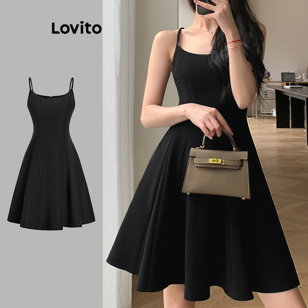 Lovito Casual Women Dress Plain Structure Line Dress L105MD561 | Shopee ...