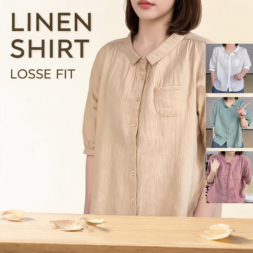 Women Plus Size Korean Style Polo Shirt Blouse V Neck Lapel Collar ...