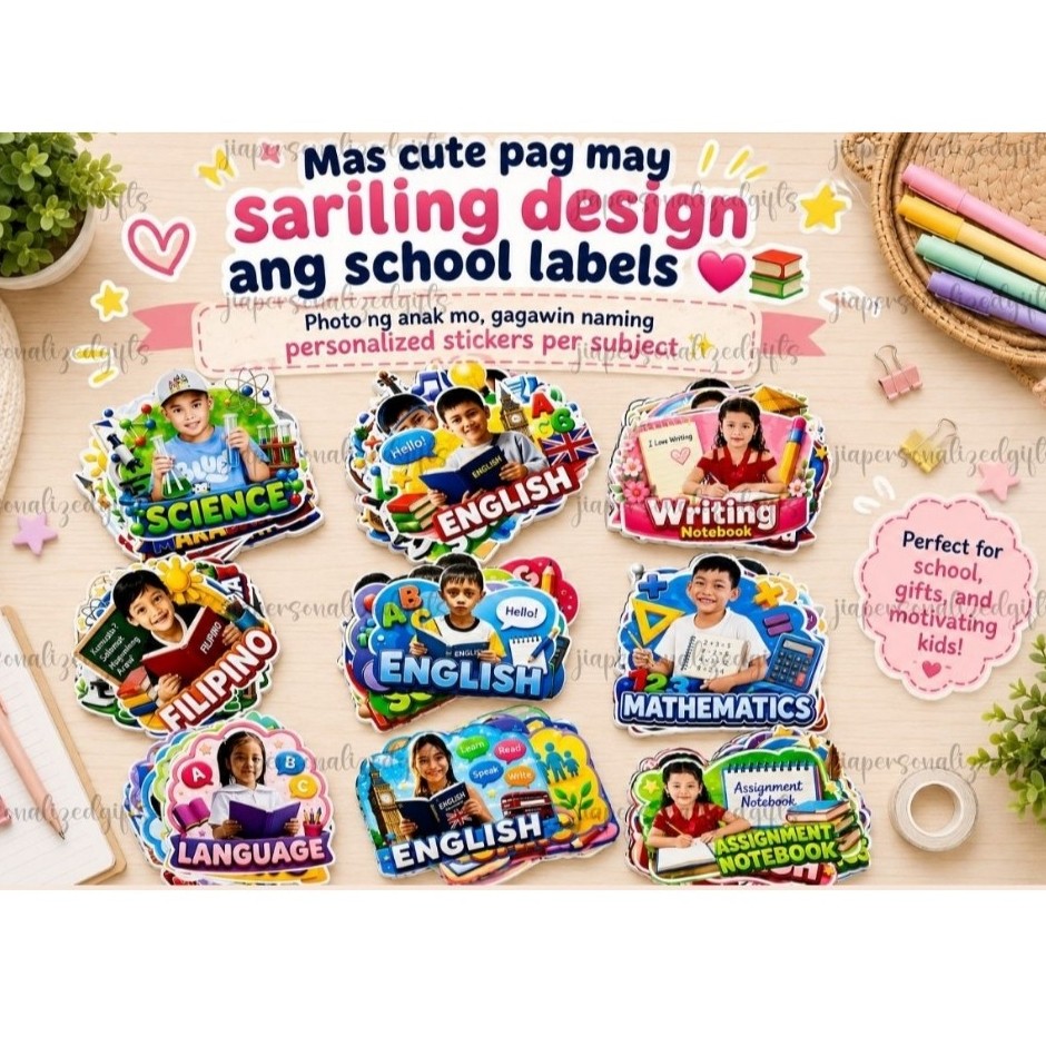 SCHOOL SUBJECT LABELS PERSONALIZED PHOTO STICKER | Shopee Philippines