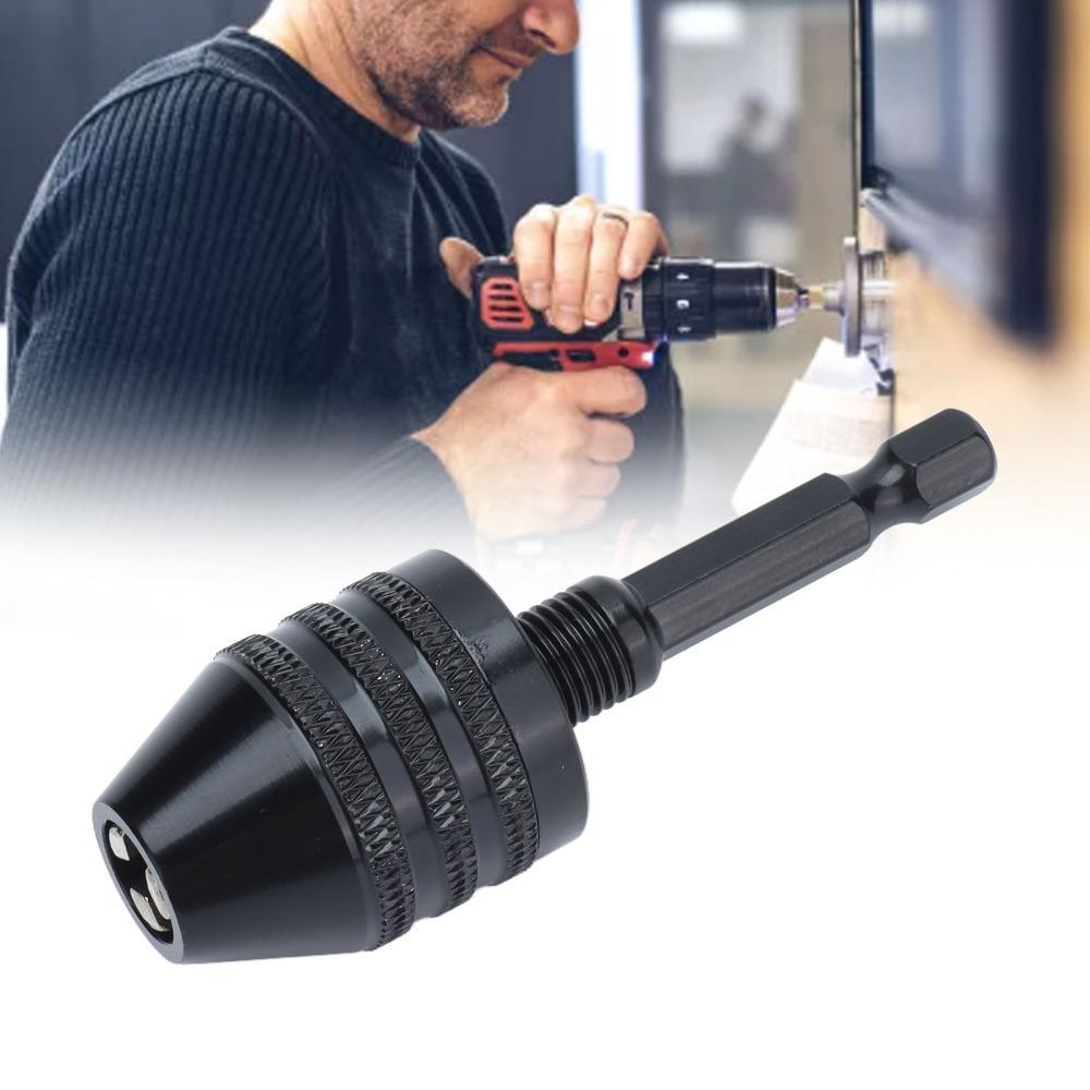 CLEVER Hex Shank Chuck, Black Aluminum Alloy Keyless Drill Chuck, Tool ...