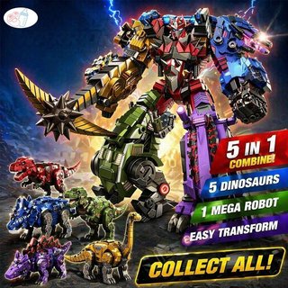 Dinosaur Transforming Robot Toy 5 In 1 ABS Movable Joints T Rex ...