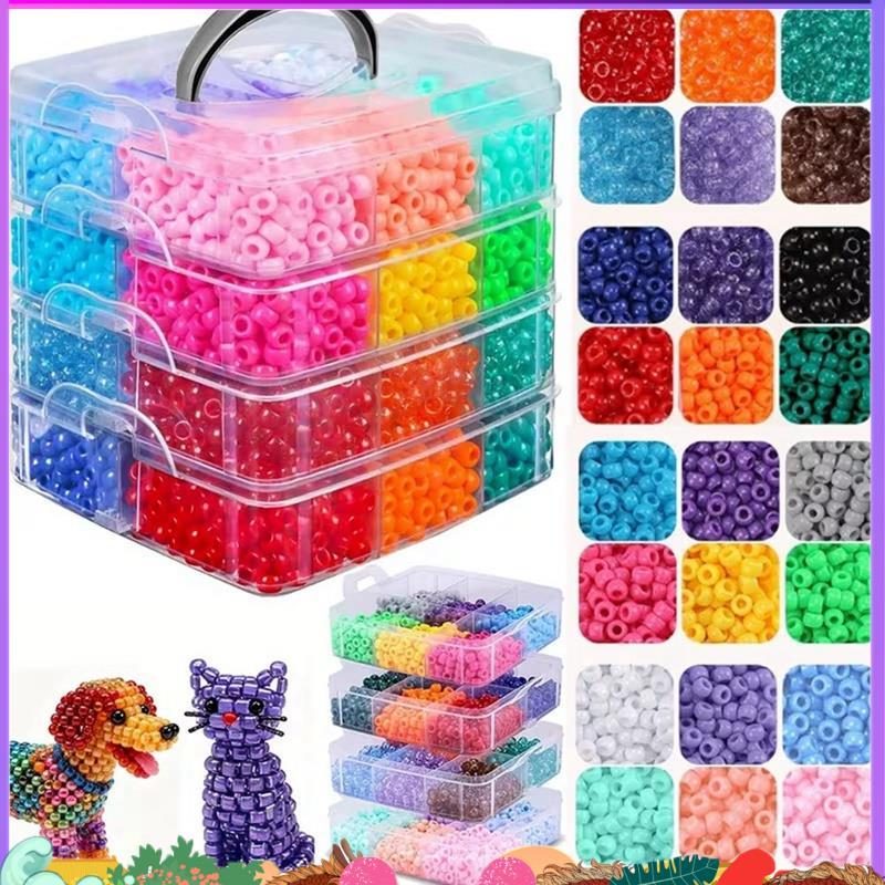5200Pcs Beads, 24 Colors 6x9MM Kandi Beads Bulk for Crafts Bracelet ...