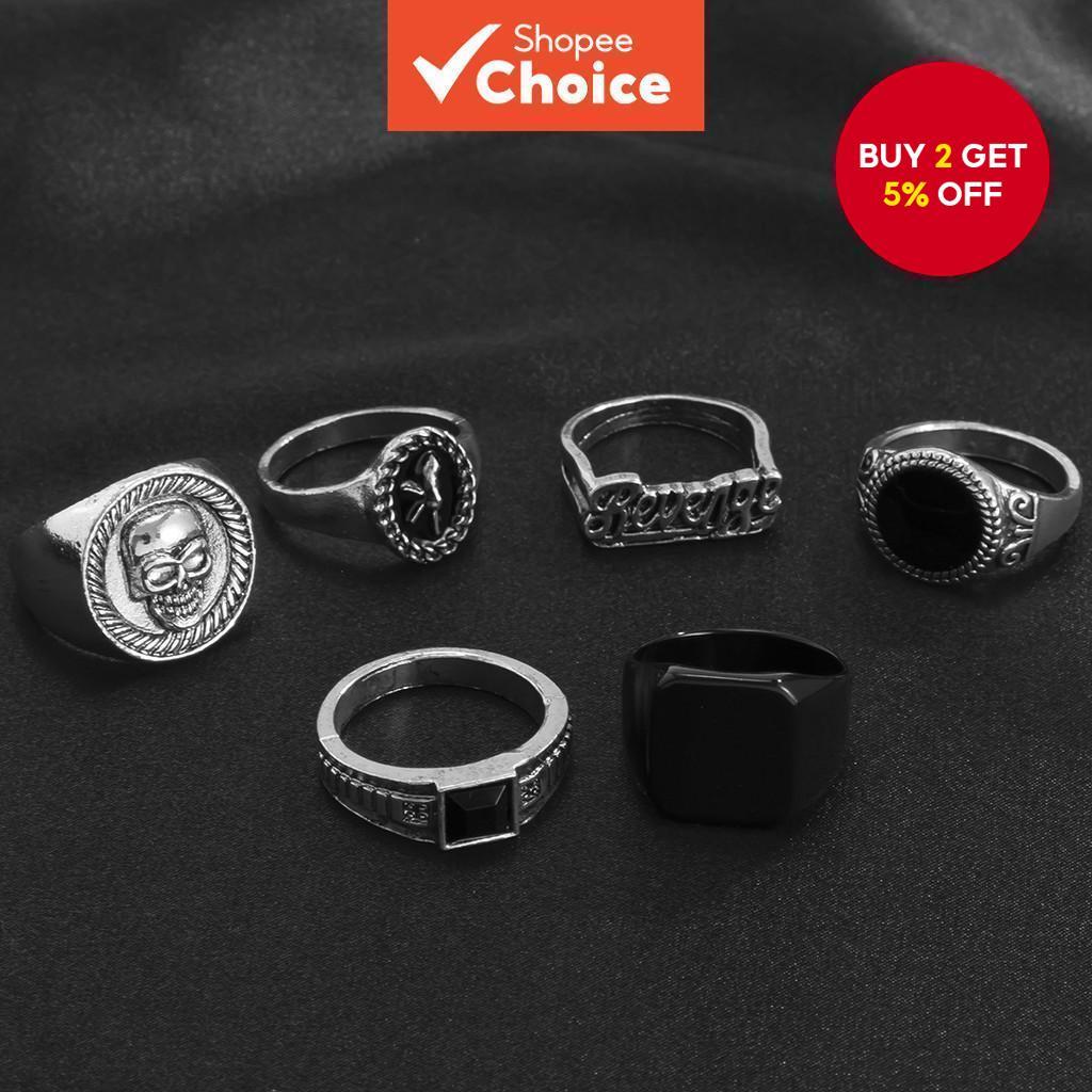 Ring Set for Men Trendy Stackable Hand Jewelry Fashion Accessories Male ...