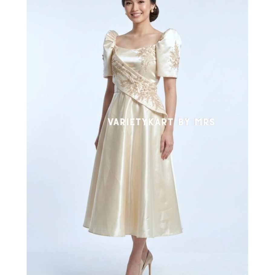 Celestia Satin Mistiza Dress- Elegant Design | Shopee Philippines