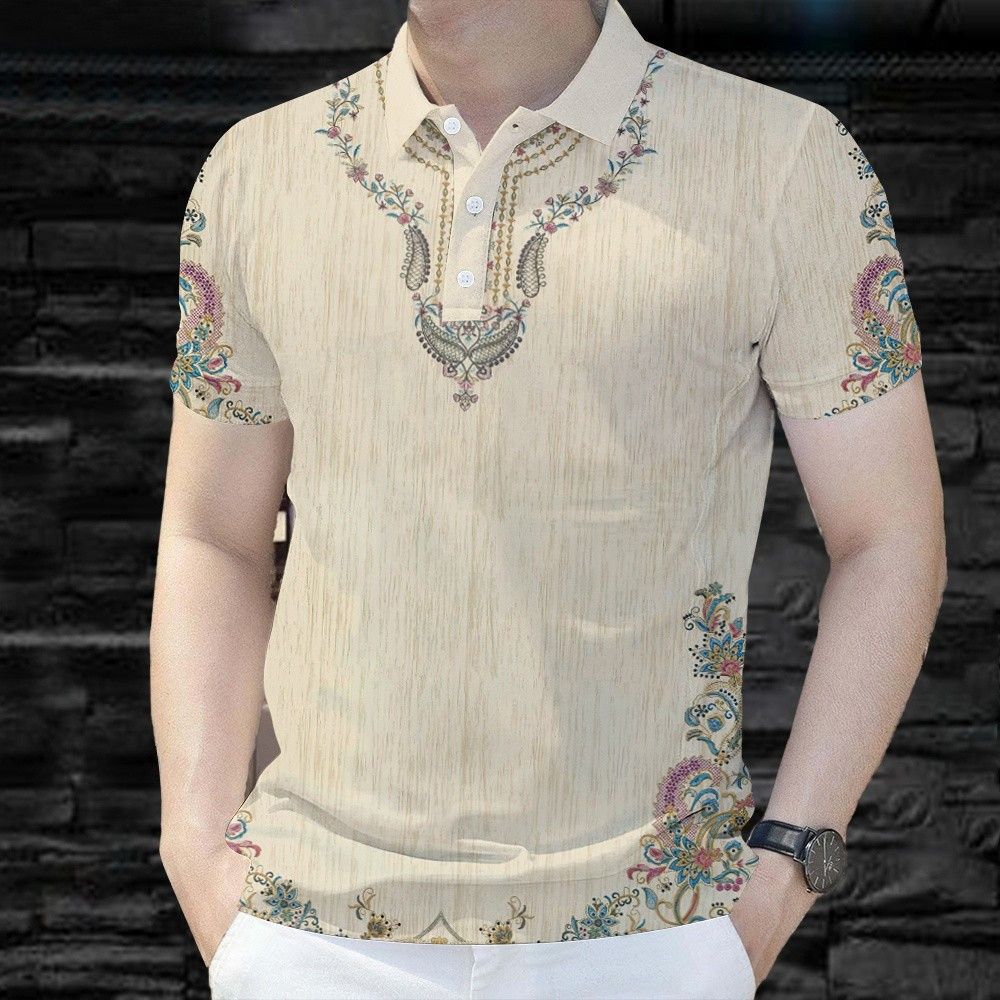 2025 Summer ASEAN Bohemian Retro Ethnic Men's Polo Shirt Formal Casual ...