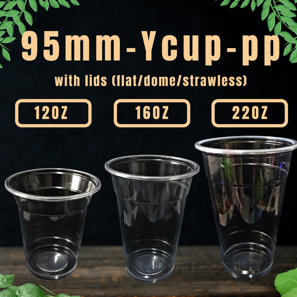 Plastic Y Cup Milk Tea Cup Coffee Cup PP with Lids SET 95mm for Milk ...