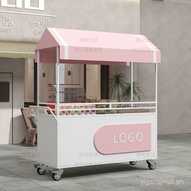 Outdoor Mobile Snack Stall Cart Food Cart Street Stall Iron Art Flower ...