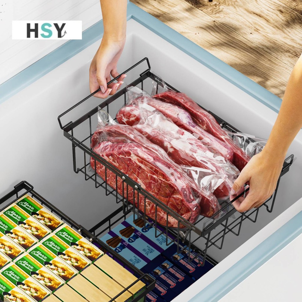 HSY 4-Pack Stackable Chest Freezer Basket Space Saving Kitchen Storage ...