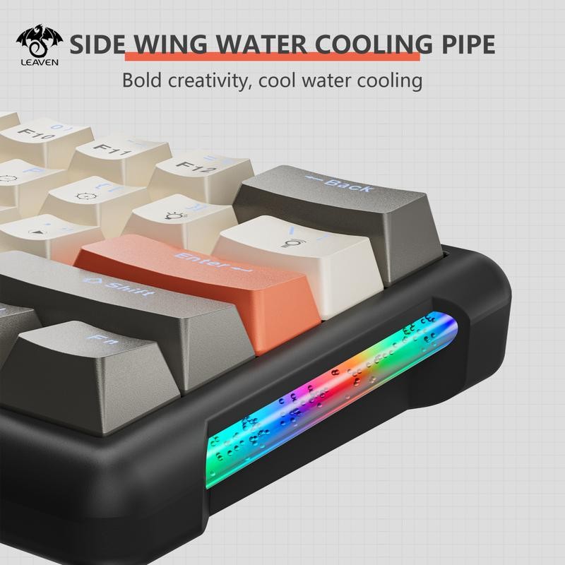 LEAVEN K610 60% 61Keys Tri-Mode / Wired Hot-Swappable RGB Backlight ...