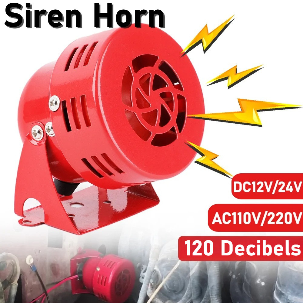 Siren Horn 12V/24V/220V/110V Mini Red Air Raid Alarm MS-190 Emergency ...