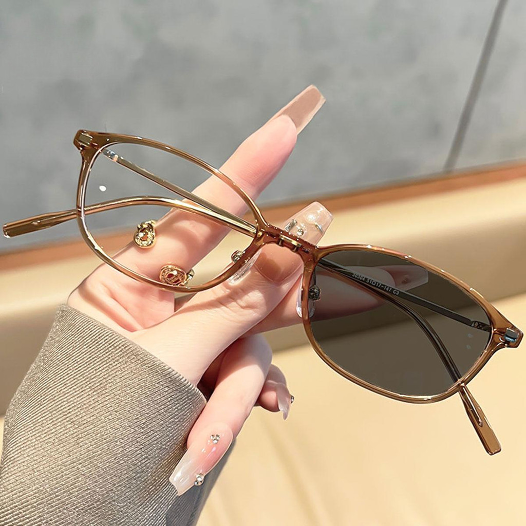 Rectangular Photochromic Myopia Glasses Ultra-Light Small Frame ...