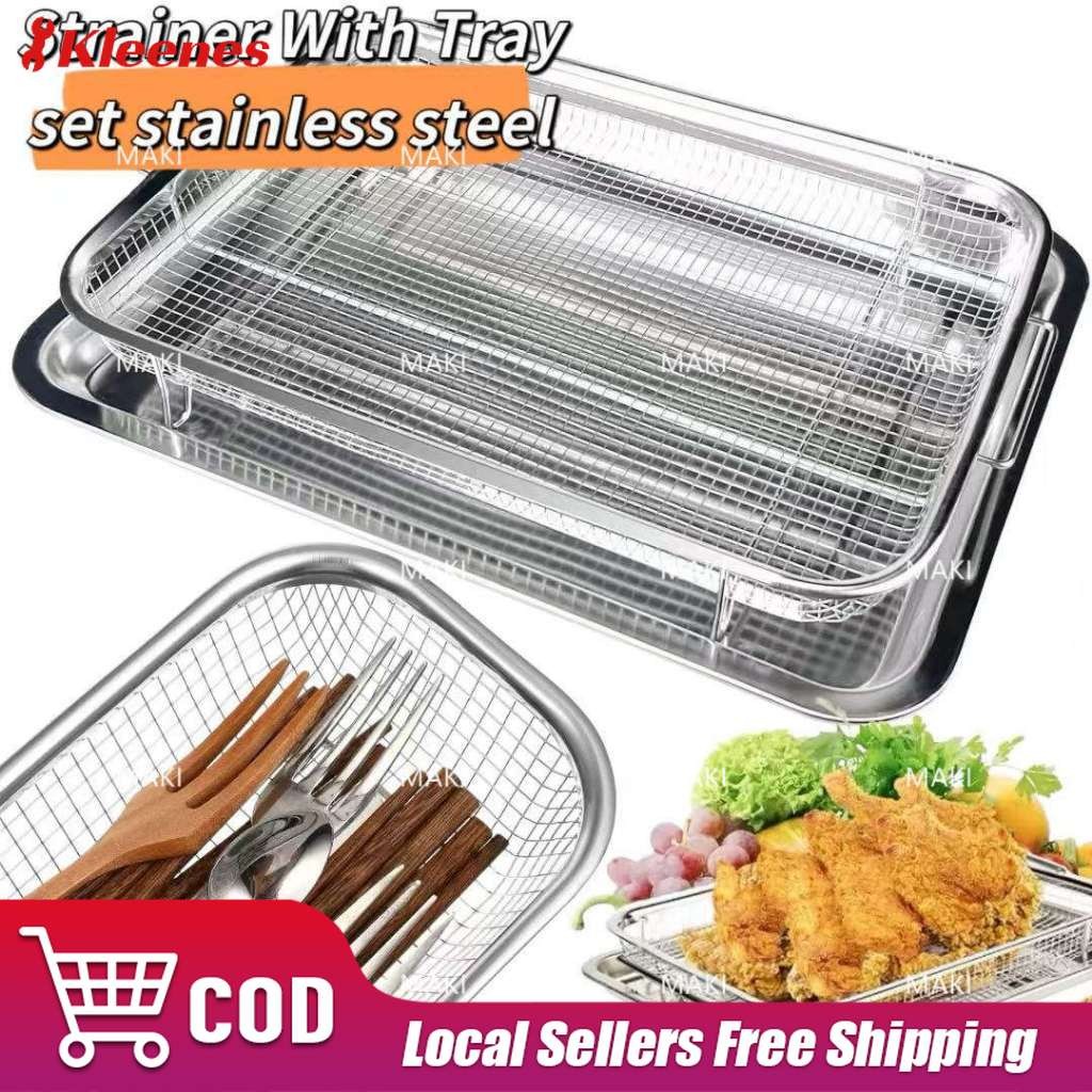(2 IN 1) stainless steel mesh tray + oven tray oil drain / best cooking ...
