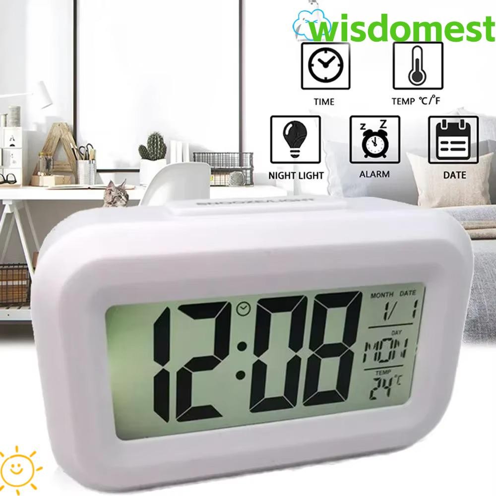 WISDOMEST Digital Alarm Clock, Temperature Display Calendar LED Digital ...