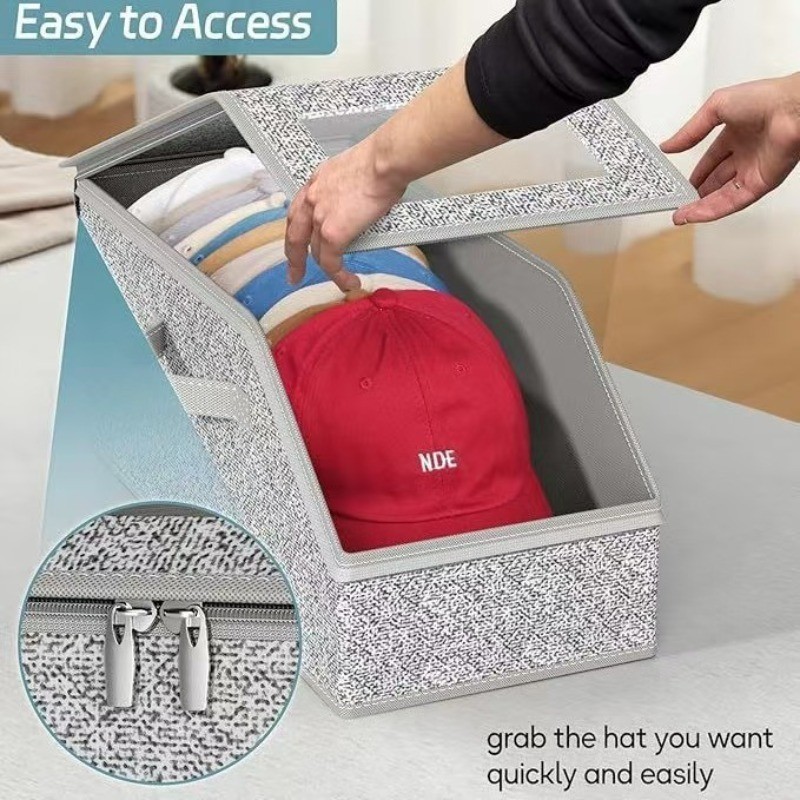 Baseball Cap Organizer Box Closet Hat Rack Foldable Storage Box Large ...